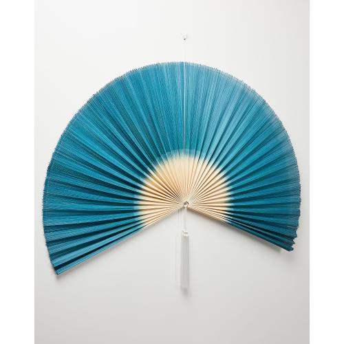 Metallic Blue Bamboo Fan Wall Hanging Large | Oliver Bonas