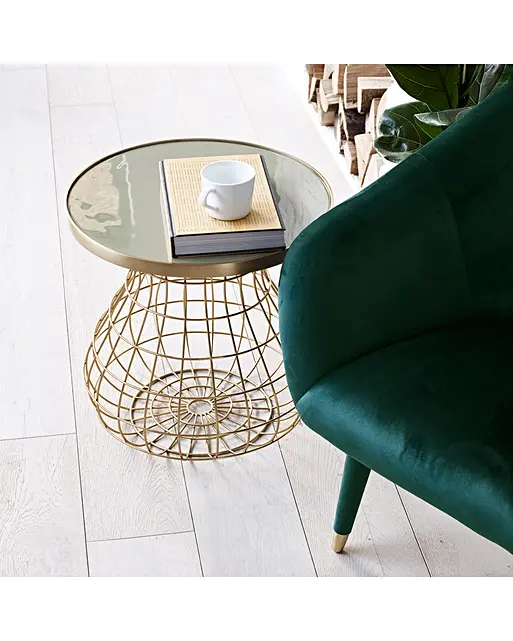 Unity Large Olive & Gold Side Table | Oliver Bonas