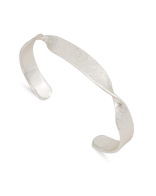 Tempo Textured Twist Silver Plated Bangle | Oliver Bonas